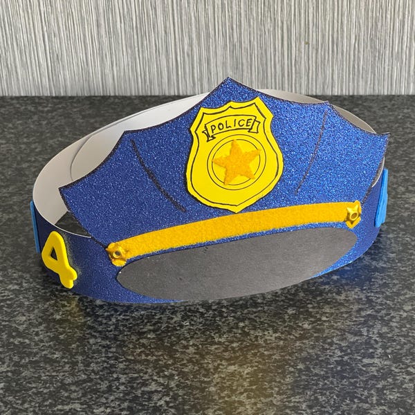 Police Cap Hat Paper Crown Party Coloring Printable Kids Craft ...