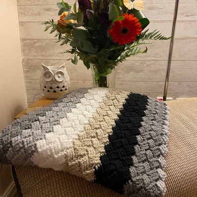 Diagonal Diamonds Basket Weave Crochet Throw Blanket Pattern, Basket ...