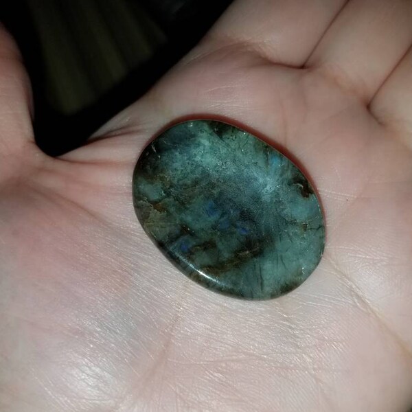 LABRADORITE Worry Stone Natural Stone Hand Carved Gemstone Worry Stone ...