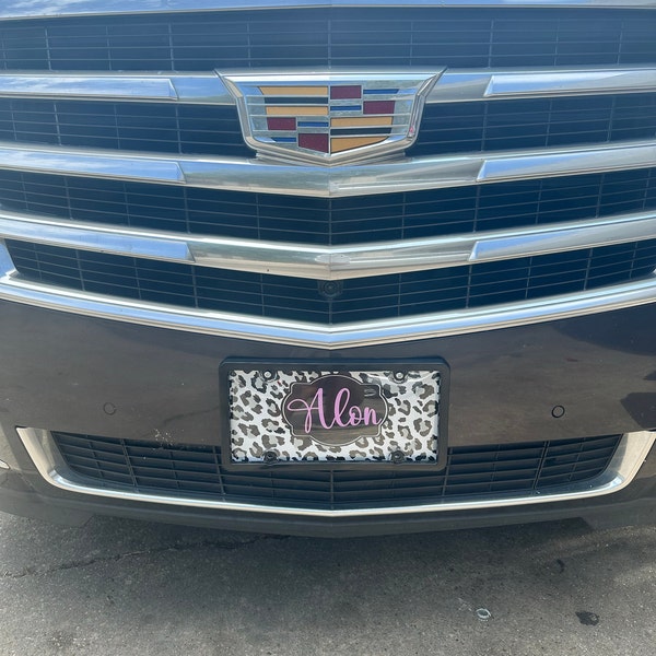 Leopard Personalized License Plate, Pale Pink, White Leopard Name Car ...