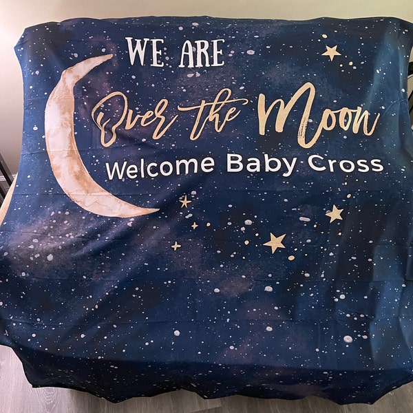 Over the Moon Baby Shower Banner, Celestial Baby Shower, Moon and Star ...