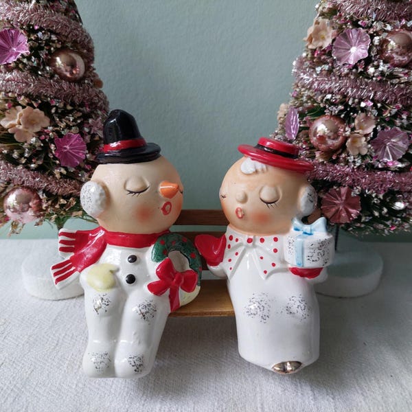 Vintage Japan Snowman Candy Holder or Planter - Jaunty Fellow Wearing ...