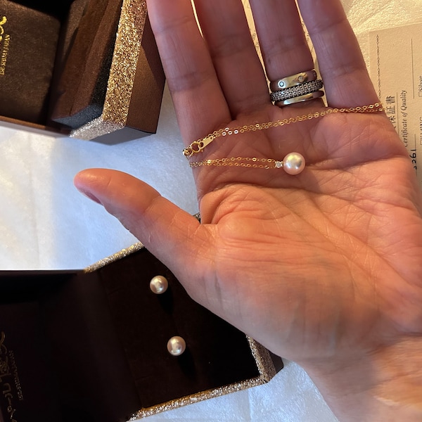 Japan Akoya Pearl K18 Mirror Ball or Coral Y-shaped Necklace Two Design - Etsy