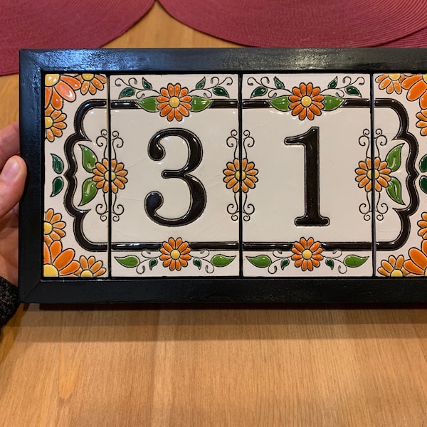 Handmade Ceramic House Number Tiles MARIGOLD - Large Size - Etsy