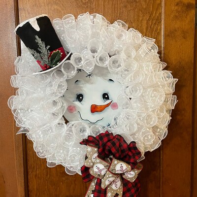 Round Snowman Face Sign, Wreath Sign, Wreath Attachment, Metal Sign ...