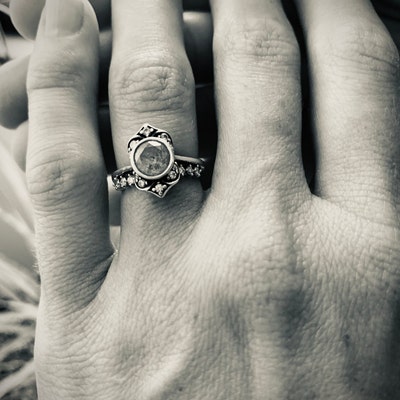 14K Solid Gold Open Diamond Wedding Ring, Wedding Band Guard Ring ...