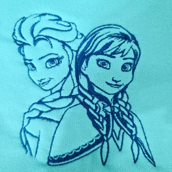 Frozen Princess Anna and Elsa Embroidery Machine Design File Pattern ...