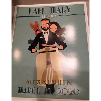 Retro Wedding Print Vintage Wedding Art Poster Custom Portrait - Etsy