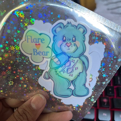 Flare Bear Sticker Chronic Illness Sticker Holographic Bear Sticker ...