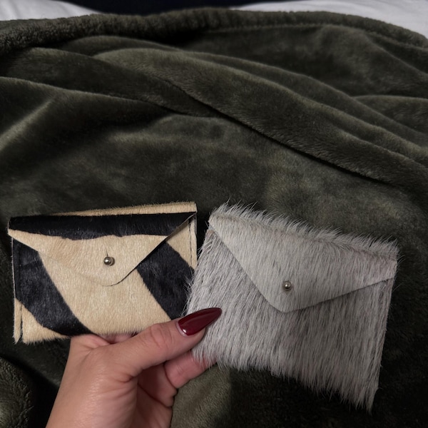 CREDIT CARD HOLDER Genuine Hair on Cowhide Wallet, Cowhide Wallet Gift ...