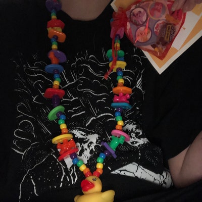 Kidcore Decora Rubber Frog Rainbow Necklace - Etsy