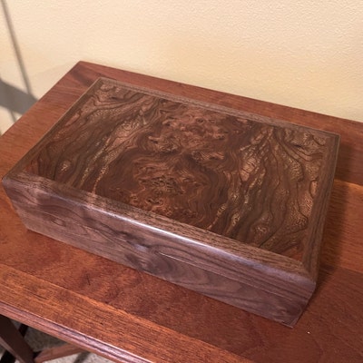 Hand Crafted Cherry and Carpathian Elm Burl Box. Dimensions Are 11 1/4 ...