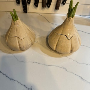 Ceramic Garlic Pot, Garlic Keeper, Pottery Garlic Holder, Cottage ...