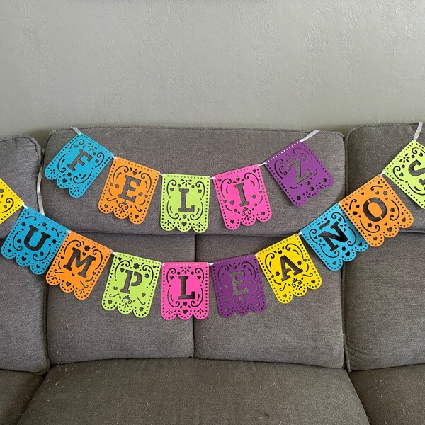 Fiesta Birthday Banner, Papel Picado Birthday Banner, Chic Fiesta ...