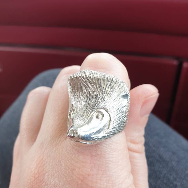 Hedgehog Ring, Handmade, Sterling Silver, Heavy - Etsy
