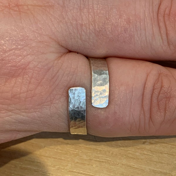 Solid Sterling Silver Hammered Adjustable Ring. 925 Sterling (thumb ...