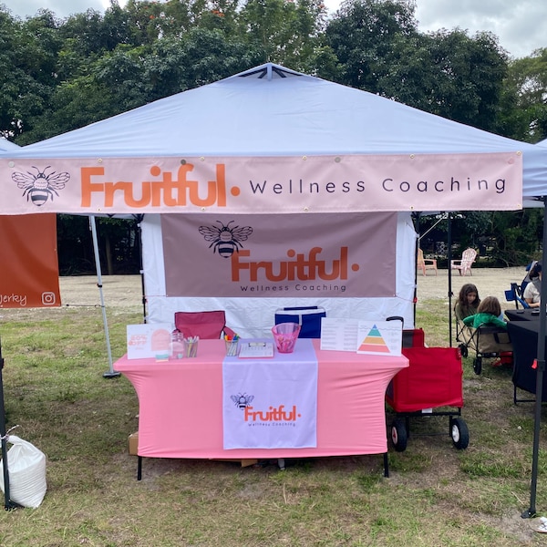 Custom Start-up Show Bundle: Personalized Canopy Banner & Logo Table ...