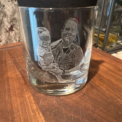 Etched Picture Rocks Glass, Personalized Whiskey Glasses, Bourbon ...