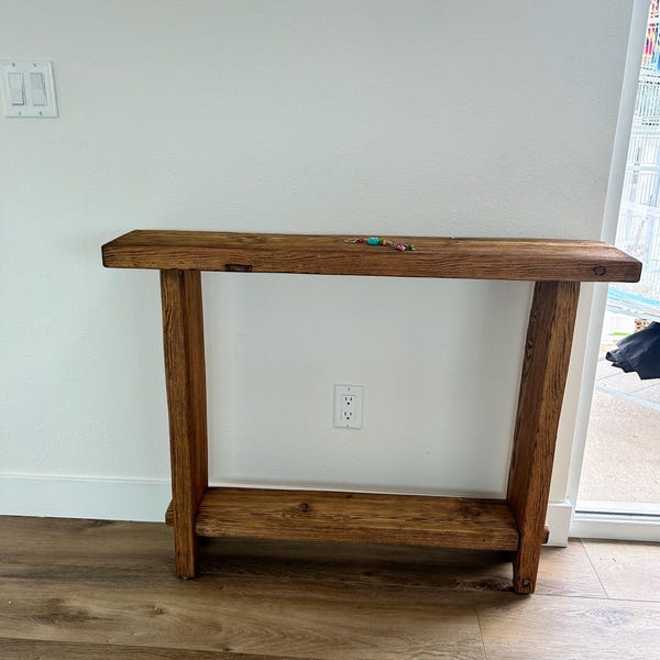 Reclaimed Wood Console Table With Shelf, Rustic Wood Hallway Table ...