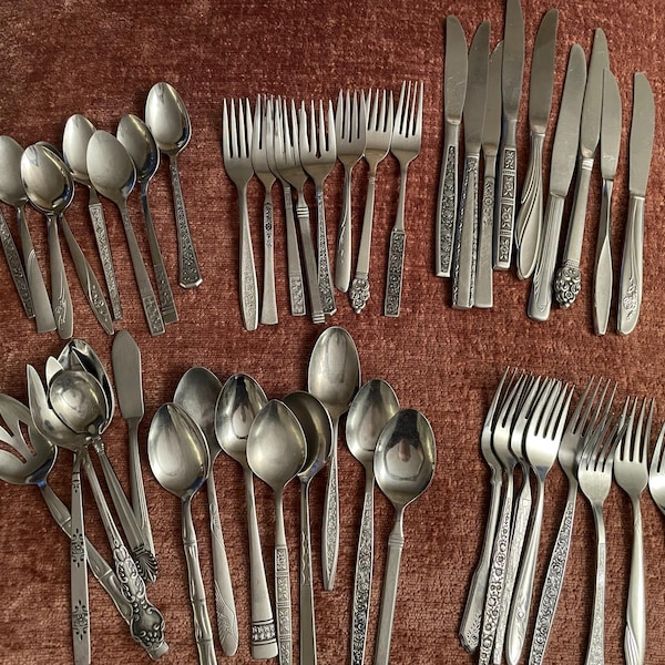 Vintage MCM Midcentury Mixed Mix-n-match Mismatched Stainless Flatware ...