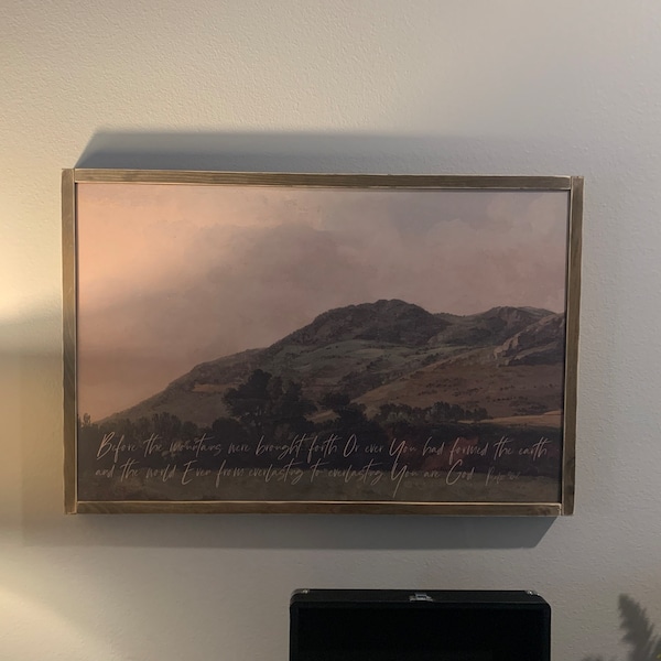 Scripture Wall Art | Mountain Scene Art With Psalm 90:2 | Vintage ...