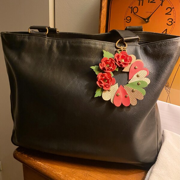 Purse Charm for Handbag Leather Flower Bag Charm Charm for Handbag ...