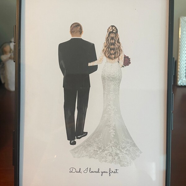 Personalized Bride and Dad Portrait Art PRINT | Father of the Bride ...