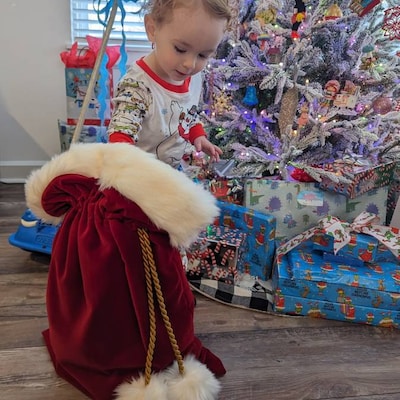 Red Velvet Extra Large Christmas Santa Sack, Luxury Velvet and Faux Fur ...