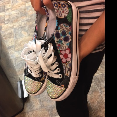 Day of the Dead, Custom Shoes, Women Shoes, Sugar Skull Shoes, Custom ...