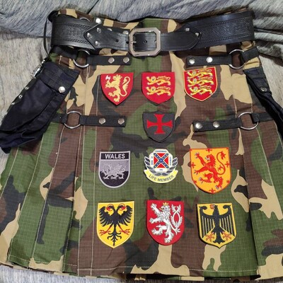 Leather Kilt Men's Black Heavy Duty Leather Kilts Club Wear Utility 8 ...