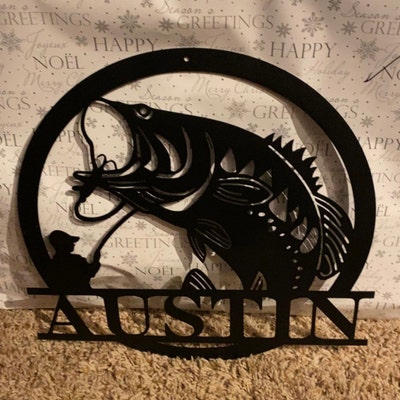 Fish Metal Name Sign, Bass Fishing Metal Monogram, Fishing Gifts for ...
