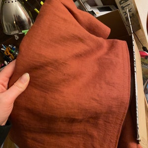 Rust Orange Linen Fabric, Brick Brown Linen Fabric by the Yard or Meter ...