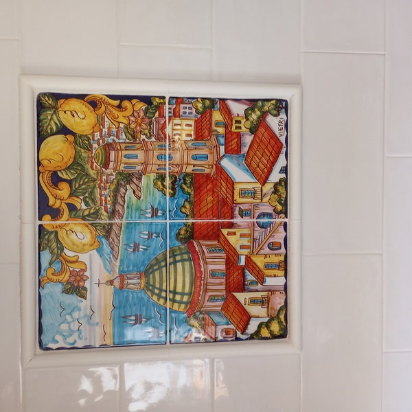 Hand Painted Tile Mural for Kitchen. Decorative Tile Handmade . Ceramic ...