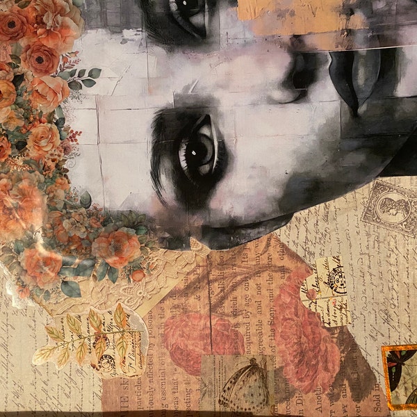 Layered Lace Paper Collage Printable Junk Journal Half Page, Scrapbook ...