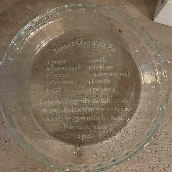 Custom Engraved Family Recipe Pie Plate, Pie Recipe, Valentine Gift ...