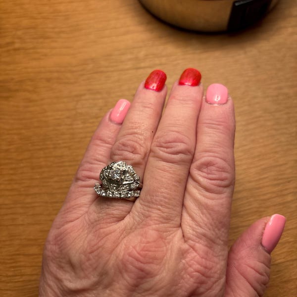 1890s Vintage 2.00 Ct Art Decoset in 925 Argentium Silver Estate Ring ...