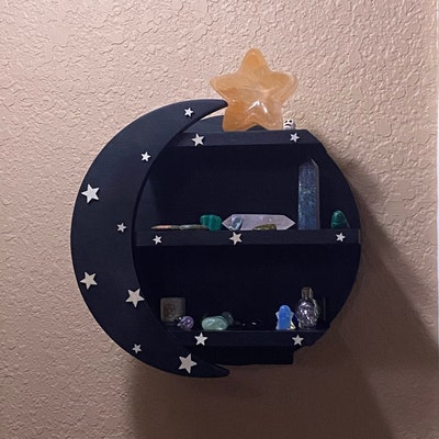 Moon Shelf With Light 2 Shelves Crystal Display Shelf Moon - Etsy