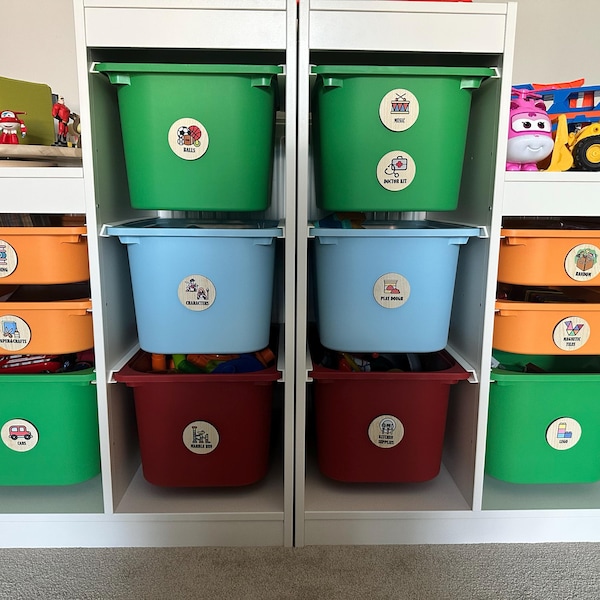 Montessori Wooden Colorful Labels for Toys Storage, Wooden Labels for ...