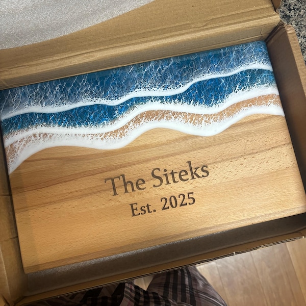 Personalized Wooden Epoxy Wedding Guest Book, Custom Engraved Sign ...