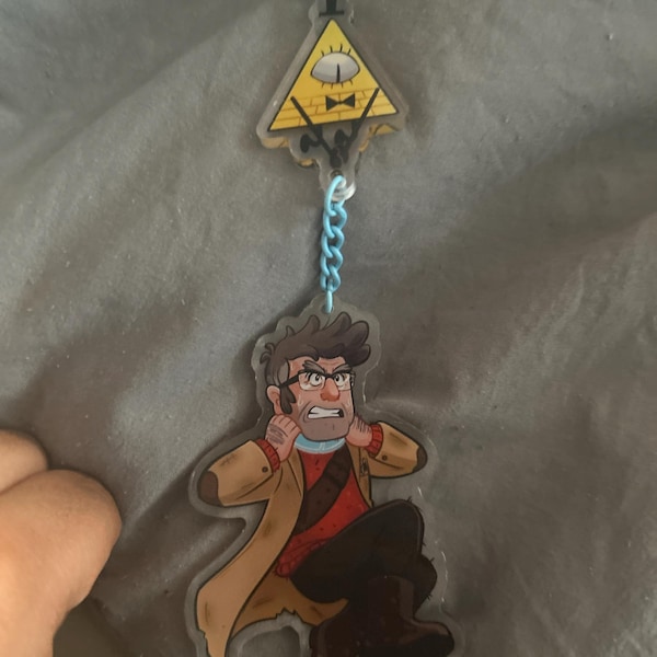 Gravity Falls Bill Cipher and Stanford Pines Keychain - Etsy