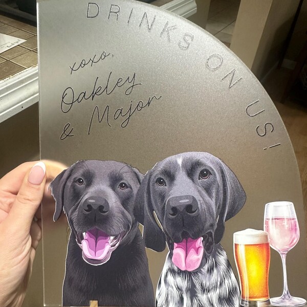 Custom Pet Portrait Signature Drink Sign, Cartoon Portrait Wedding Bar ...
