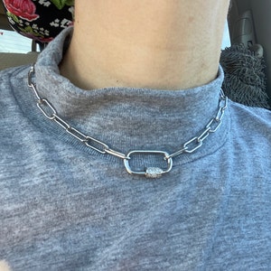 Adjustable Resizable Silver Stainless Steel Chunky Paper Clip Chain ...