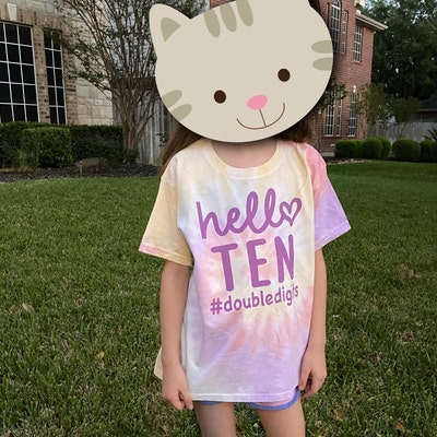 Double Digits Birthday Shirt, Hello Ten Shirt, Pastel Tie Dye Shirt ...