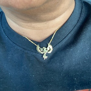 Phoenix Firebird Charm Necklace, 14K Gold Phoenix Pendants, Moms Gift ...