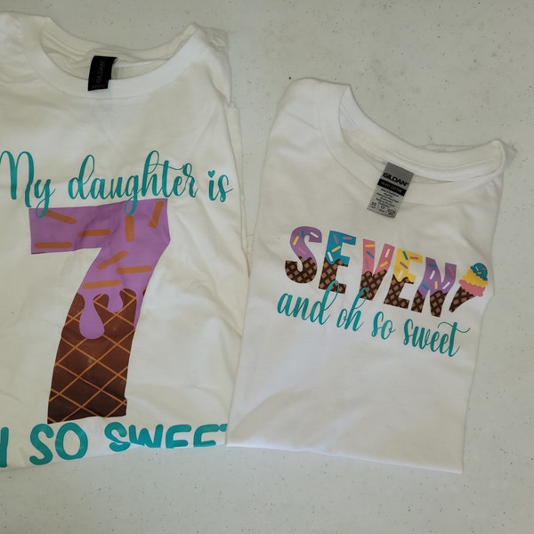 Seven and Oh so Sweet SVG, Seven Svg, Seventh Birthday Svg, Ice Cream ...
