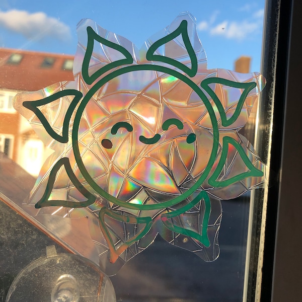 Happy Sun Suncatcher // Window Decal, Suncatcher Sticker, Renter ...