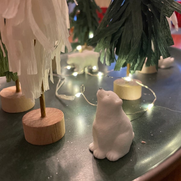 Cute Polar Bear Miniatures, Polar Bears Figurines, Set of 6, Home ...