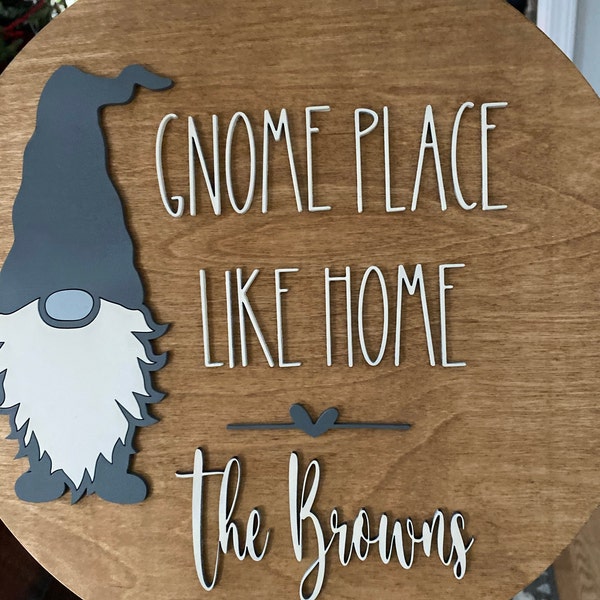 Gnome Place Like Home Door Sign - Etsy