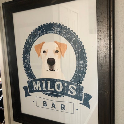 Dog Bar Sign Custom Dog Portrait & Personalized Logo for Wedding Bar ...