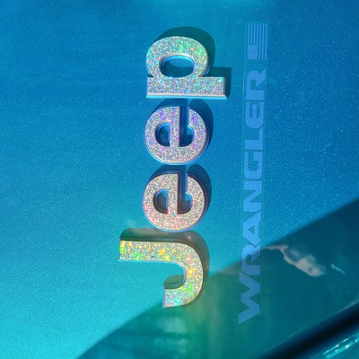 Holographic Sequins Jeep Emblem Sticker Decal, Wrangler JK, TJ, JL ...